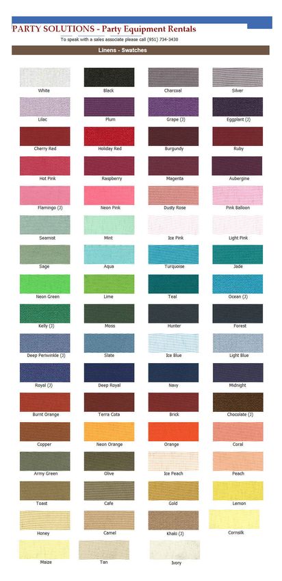 Quality Linens Rental from Party Solutions in Corona, CA